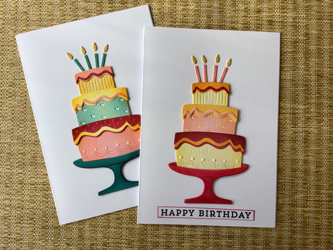 Cake Birthday Card, Handmade Birthday Card, Birthday Wishes Card - Etsy