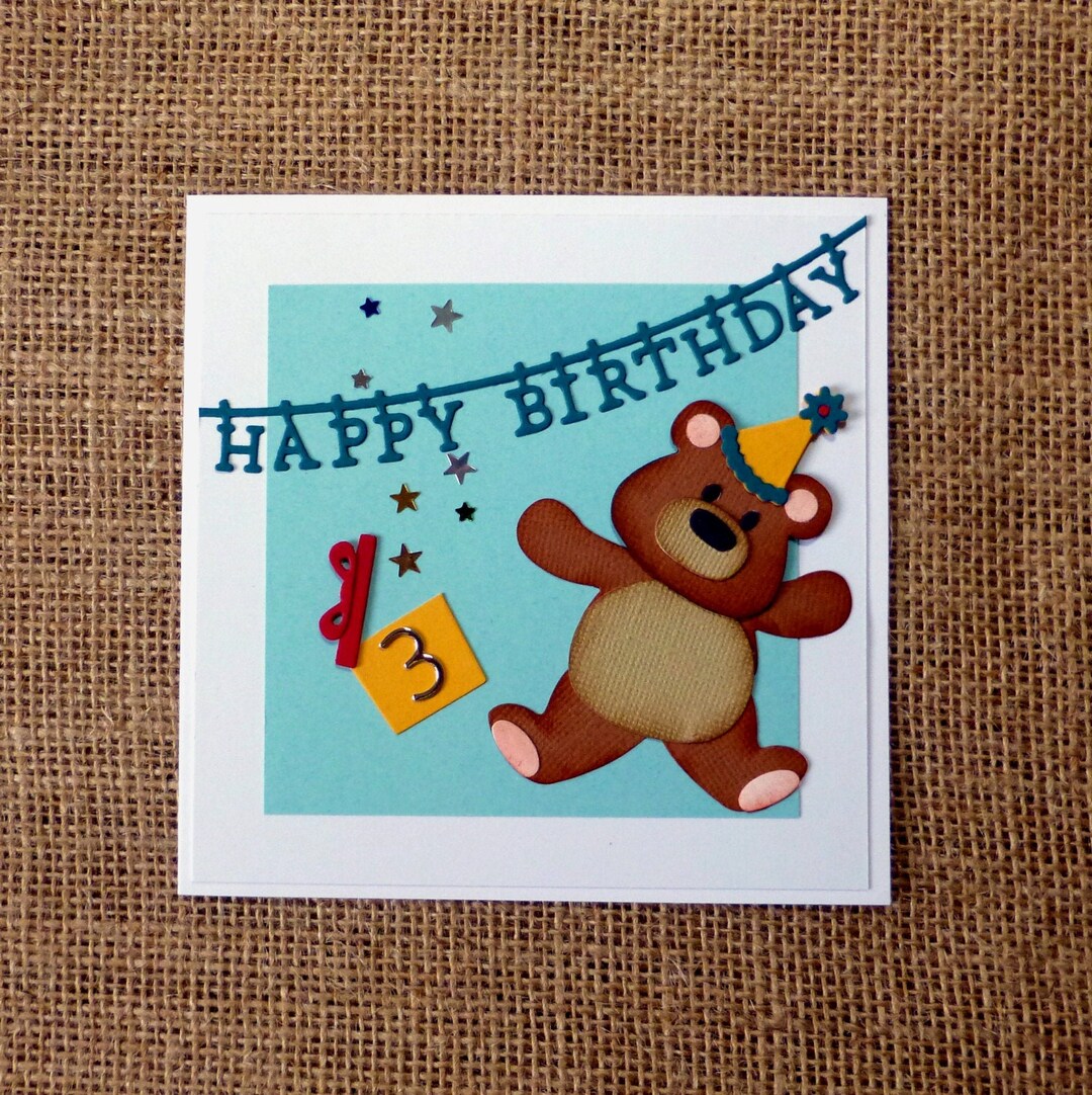 First Birthday Card, Teddy Birthday Card, 2nd Birthday Card, 3rd ...