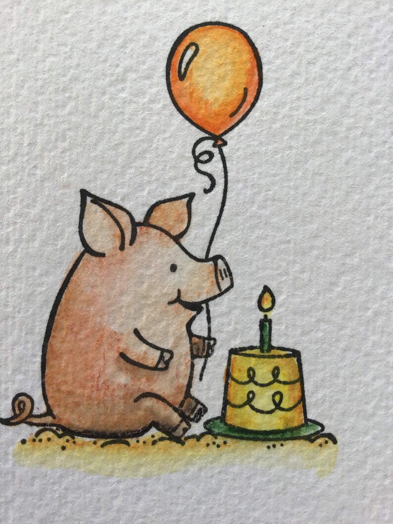 Cute Pig Birthday Card Handmade Pig Birthday Card - Etsy