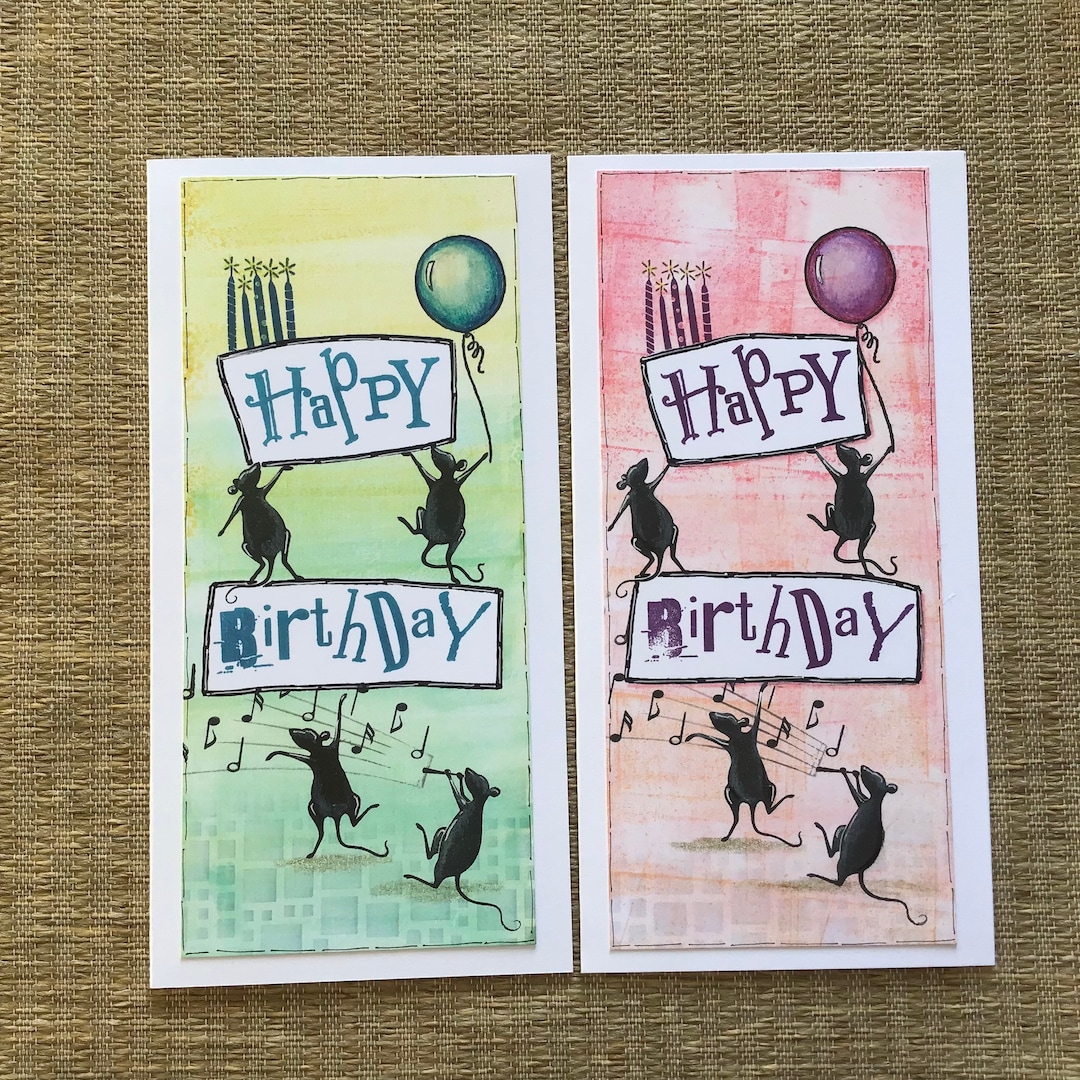 Handmade Birthday Card, Mouse Birthday Card, Girl’s Birthday Card ...