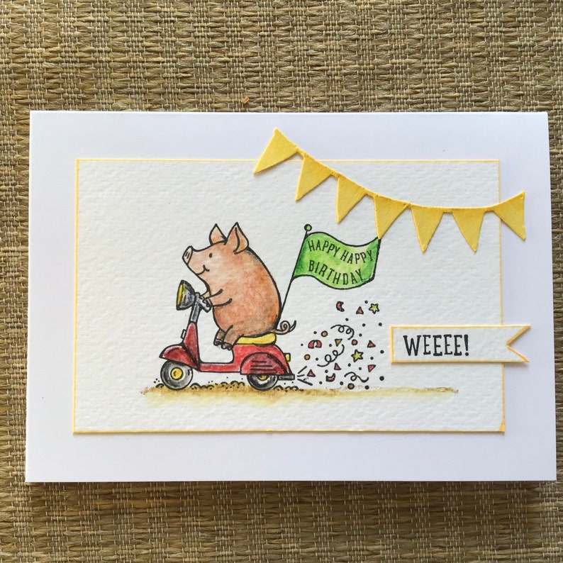 Cute Pig Birthday Card Handmade Pig Birthday Card - Etsy