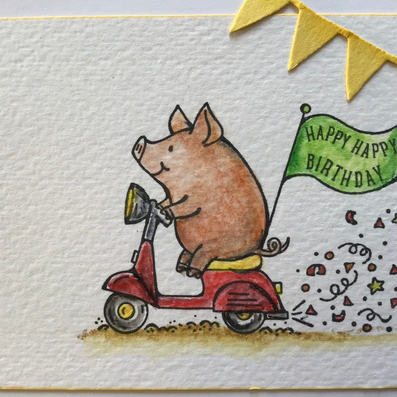 Cute Pig Birthday Card Handmade Pig Birthday Card - Etsy