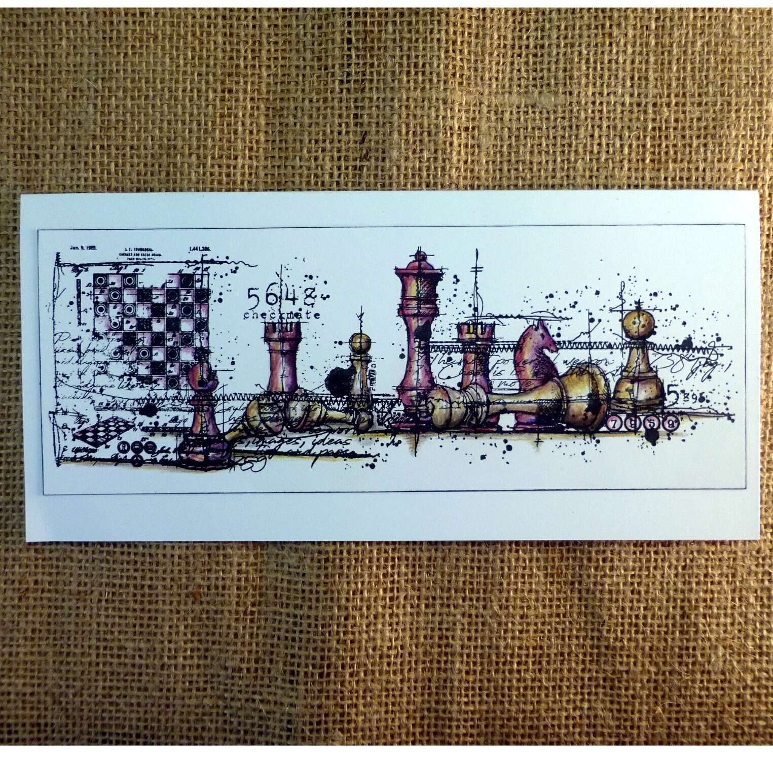 Handmade chess card chess birthday card chess blank card | Etsy