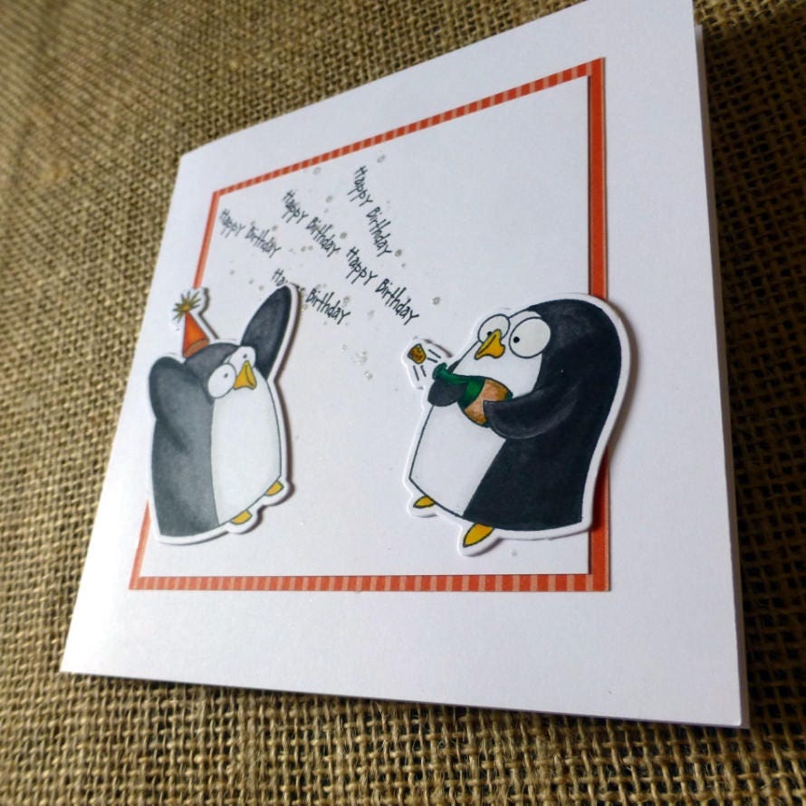 Funny birthday card penguin birthday card birthday card for | Etsy