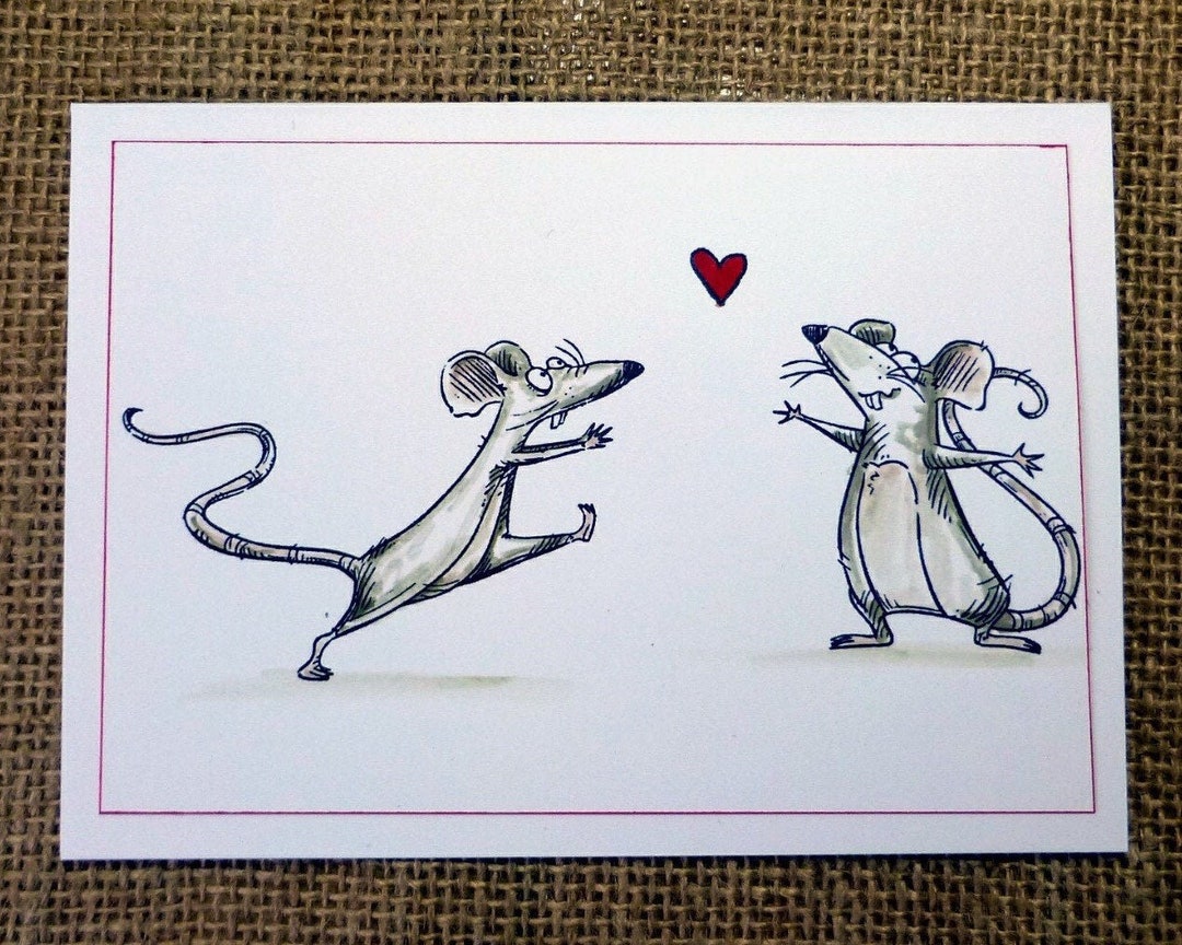 Handmade Rat Card, Rat Love Card, Mouse Card, Valentine Card, Rat ...