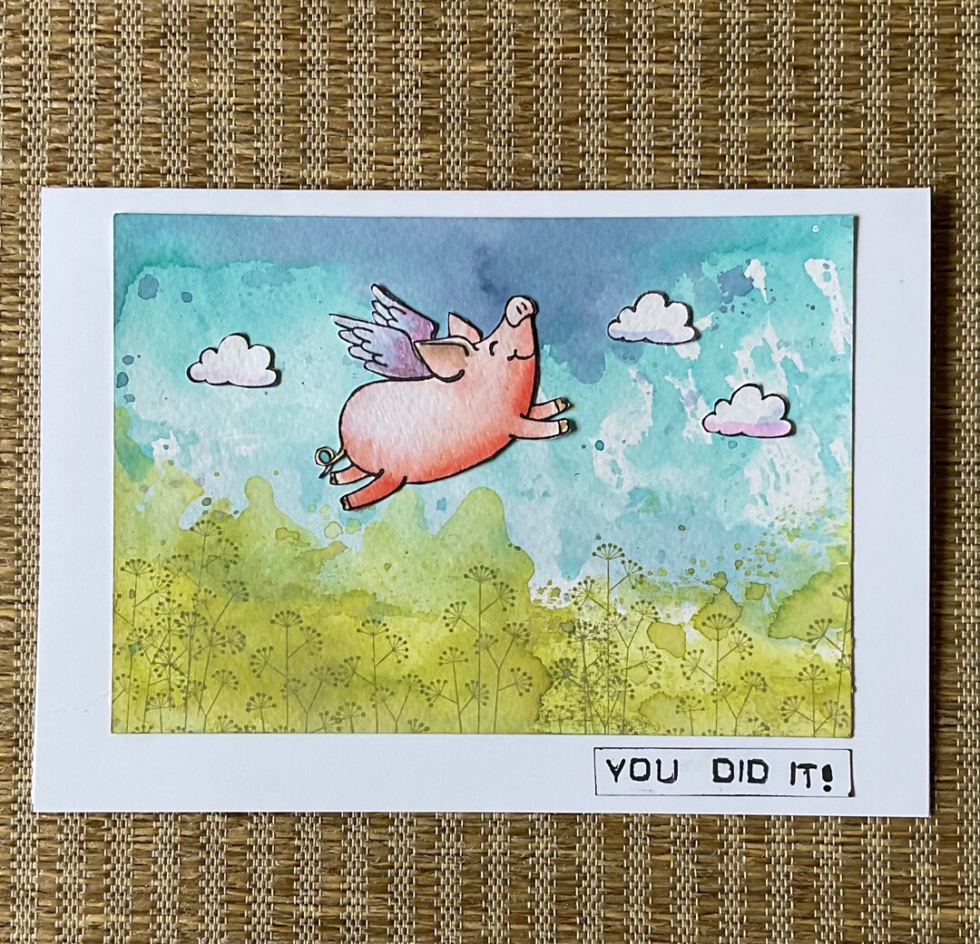 Congratulations Card, Handmade Card, Congratulations Job, Pig ...