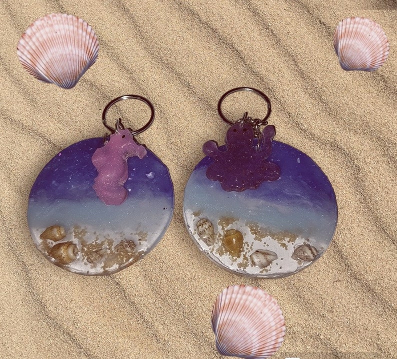 Ocean Themed Resin Keychains Gift for Her/him Mom Birthdays Teachers ...