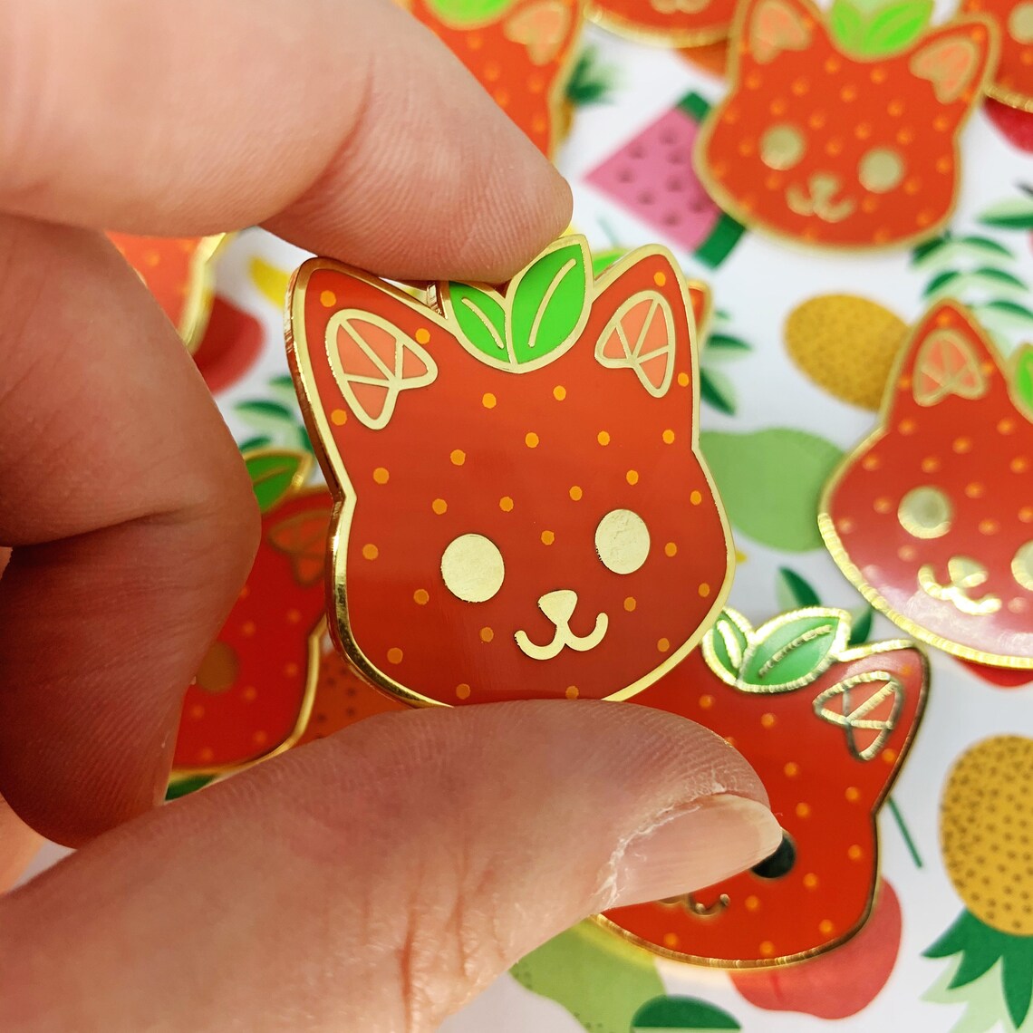Fruity Cat Enamel Pins Blood Orange Lapel Pin Ita Bag - Etsy