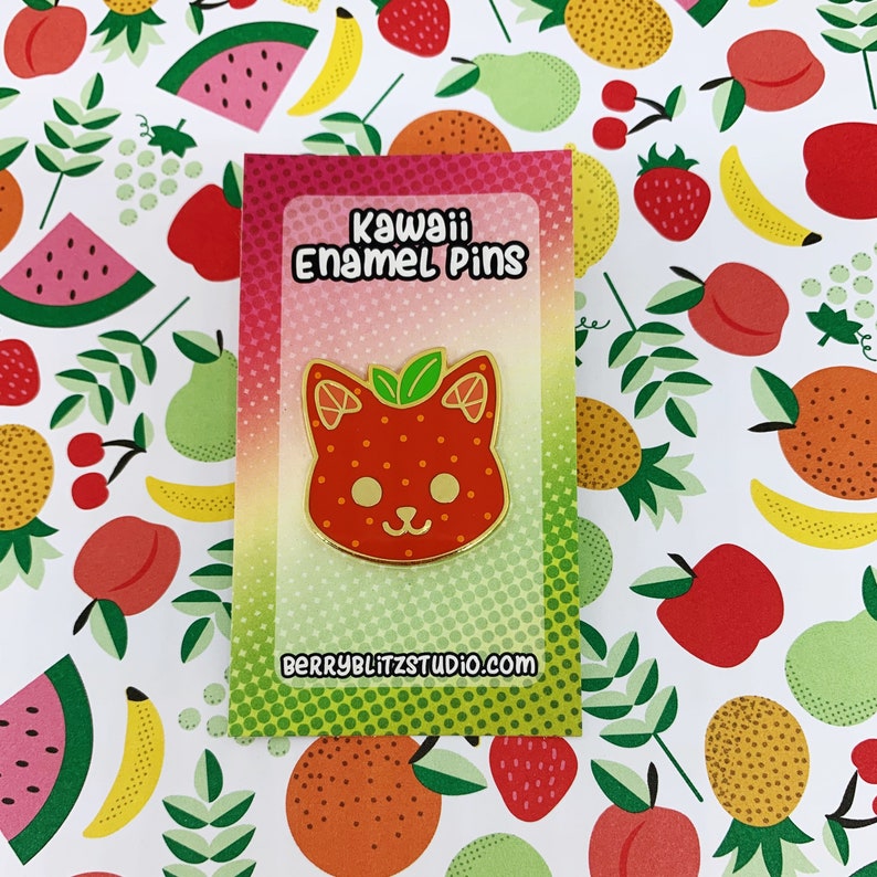 Fruity Cat Enamel Pins Blood Orange Lapel Pin Ita Bag - Etsy