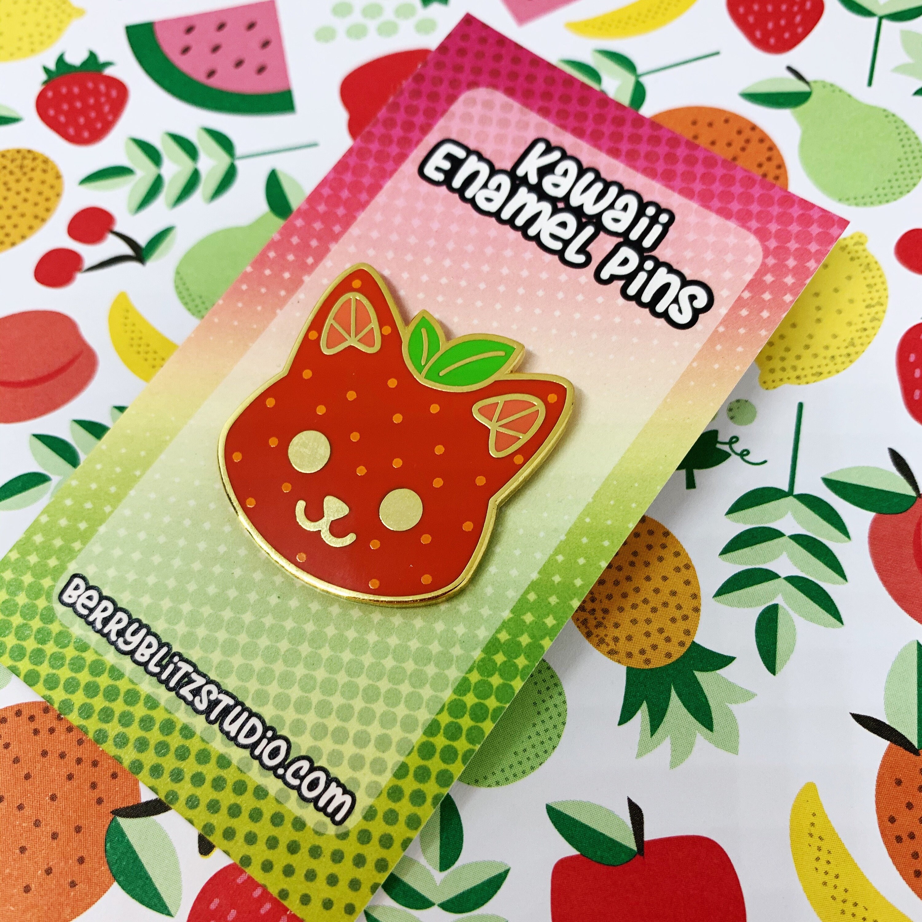 Fruity Cat Enamel Pins Blood Orange Lapel Pin Ita Bag - Etsy