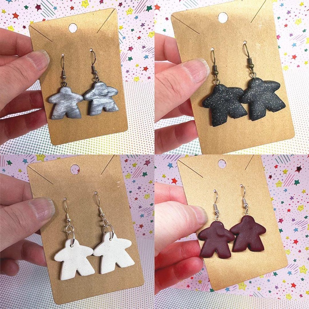Kawaii Board Game Meeple Polymer Clay Earrings *OOAK* Neutral Options ...