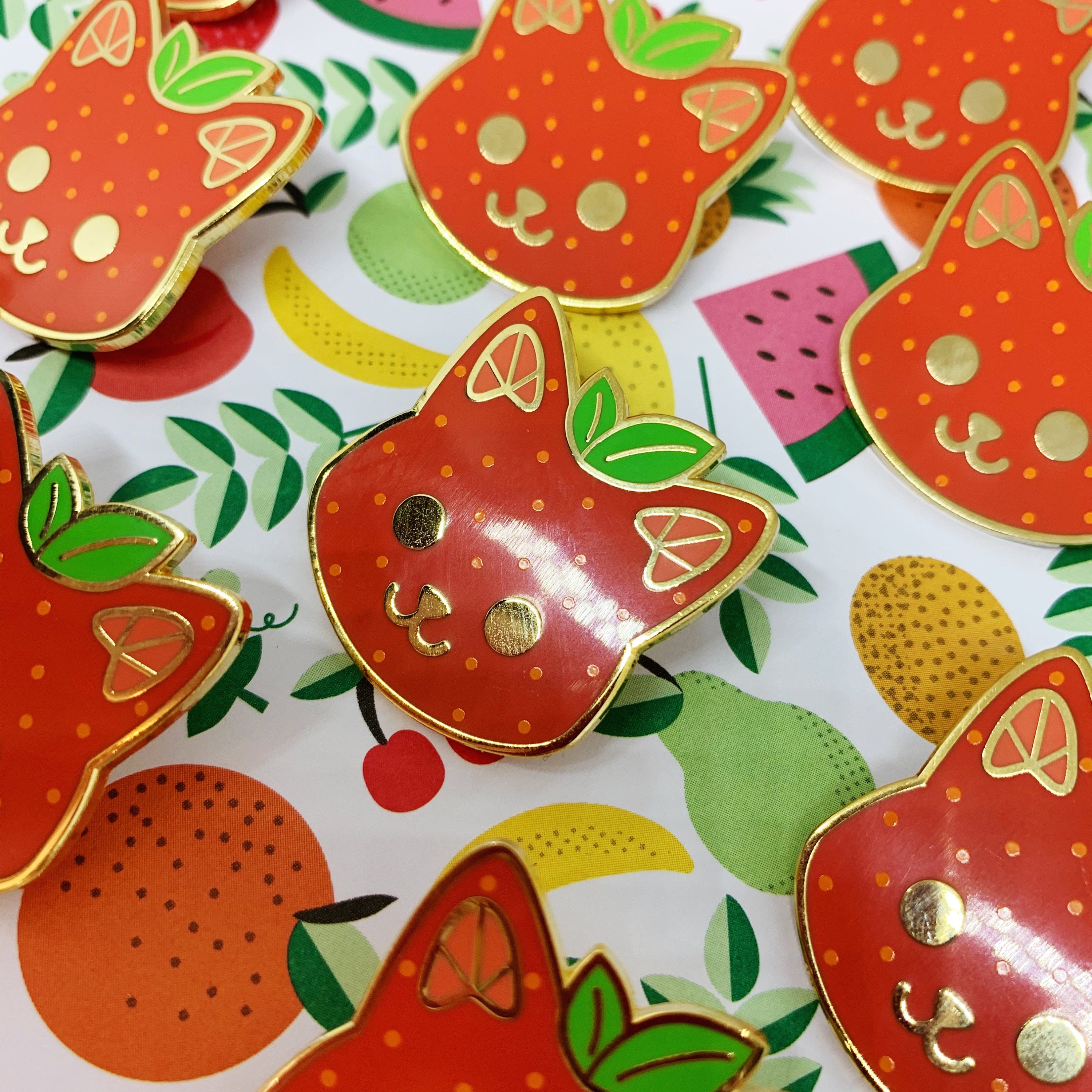 Fruity Cat Enamel Pins Blood Orange Lapel Pin Ita Bag - Etsy