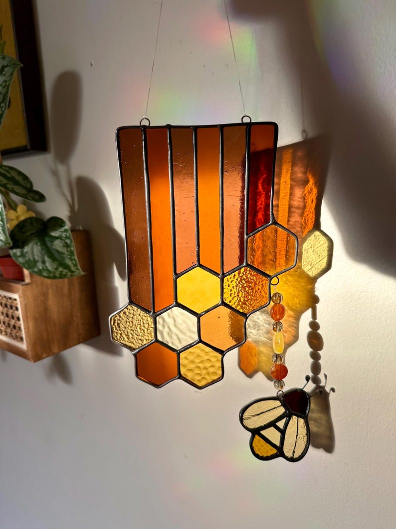 Stained Glass Pattern - DIGITAL FILE (pdf Png) - Bumble Bee & Honeycomb ...
