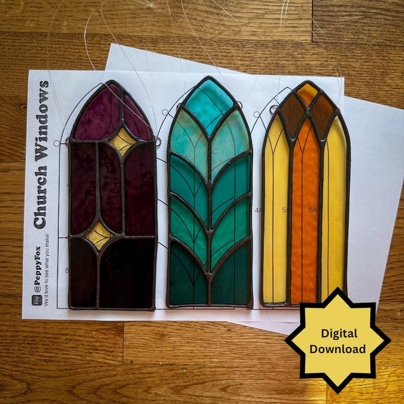 Stained Glass Pattern - DIGITAL FILE (pdf Png) - Church Windows Gothic ...