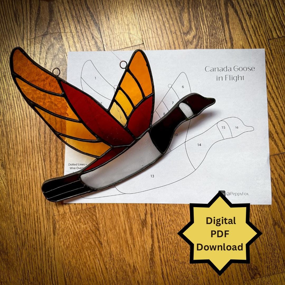 Stained Glass Pattern - DIGITAL FILE (pdf Png) - Canada Goose Bird in ...