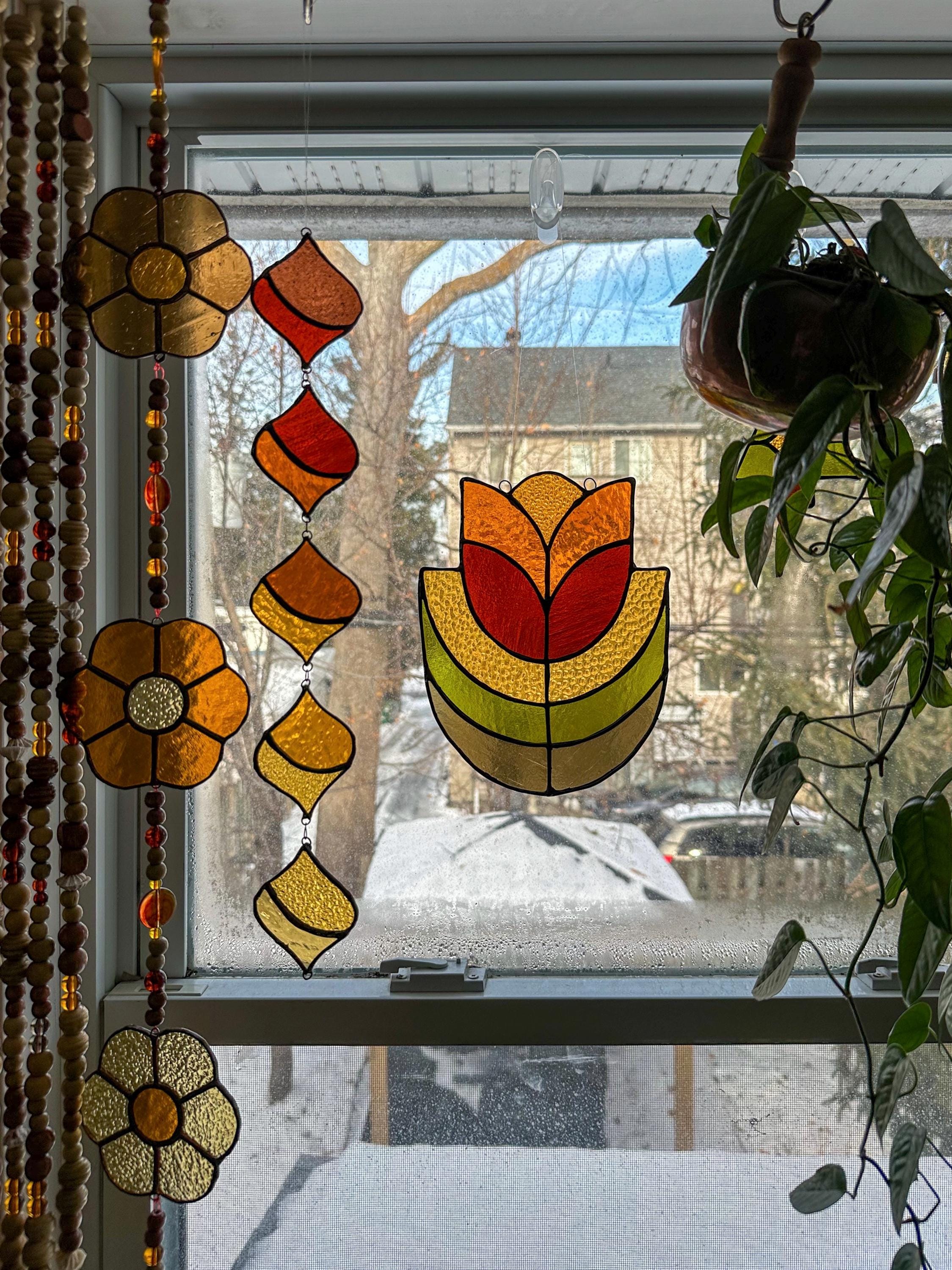 Stained Glass Pattern - DIGITAL FILE (pdf Png) - Tulip Flower Rainbow ...