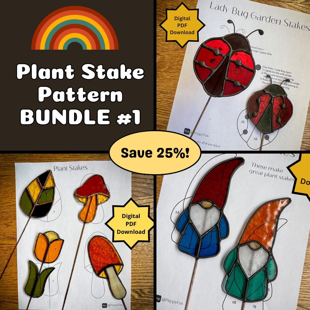 Stained Glass Pattern BUNDLE Garden/plant Stakes-digital FILE (pdf Png ...