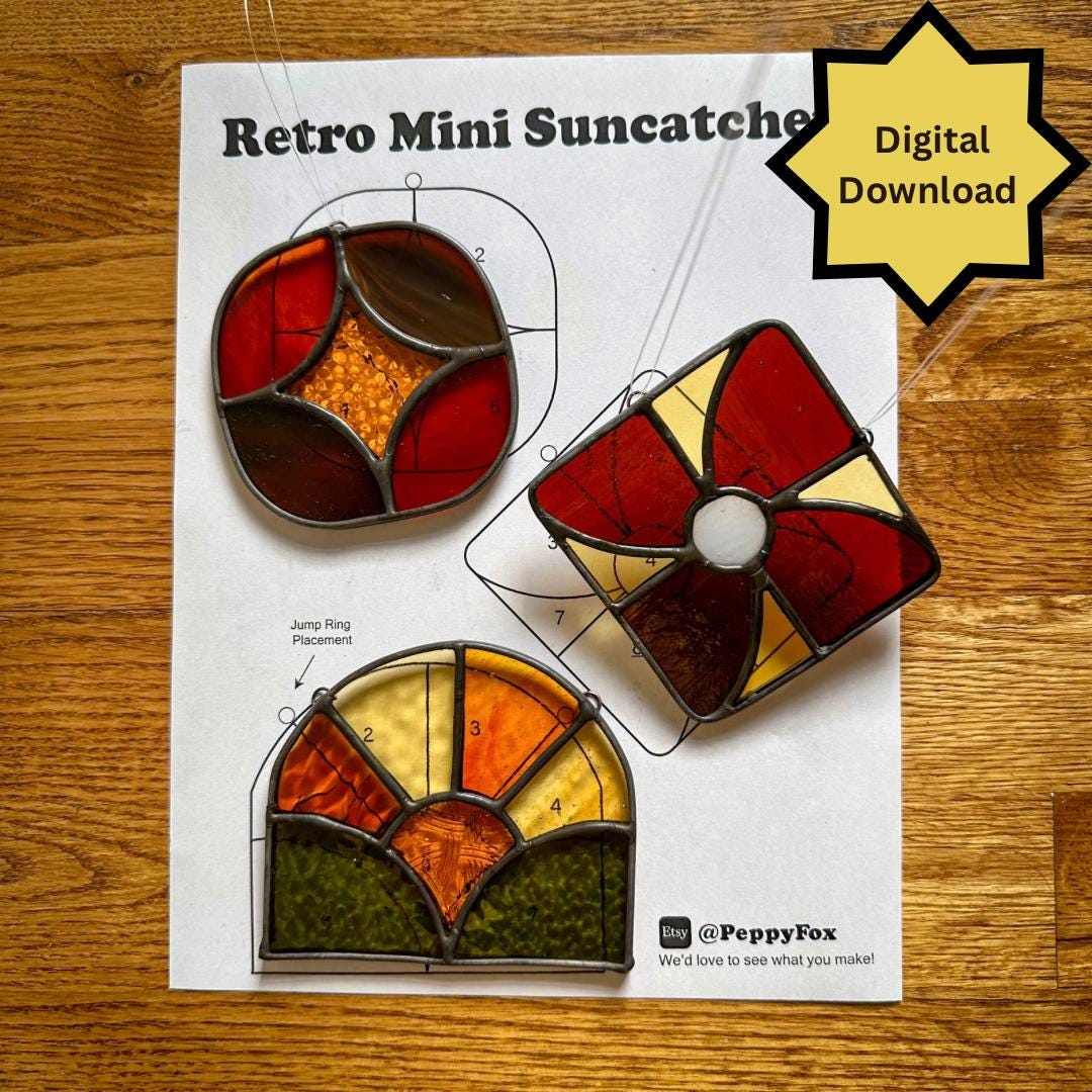 Stained Glass Pattern - DIGITAL FILE (pdf Png)- Retro Mini Ornaments ...