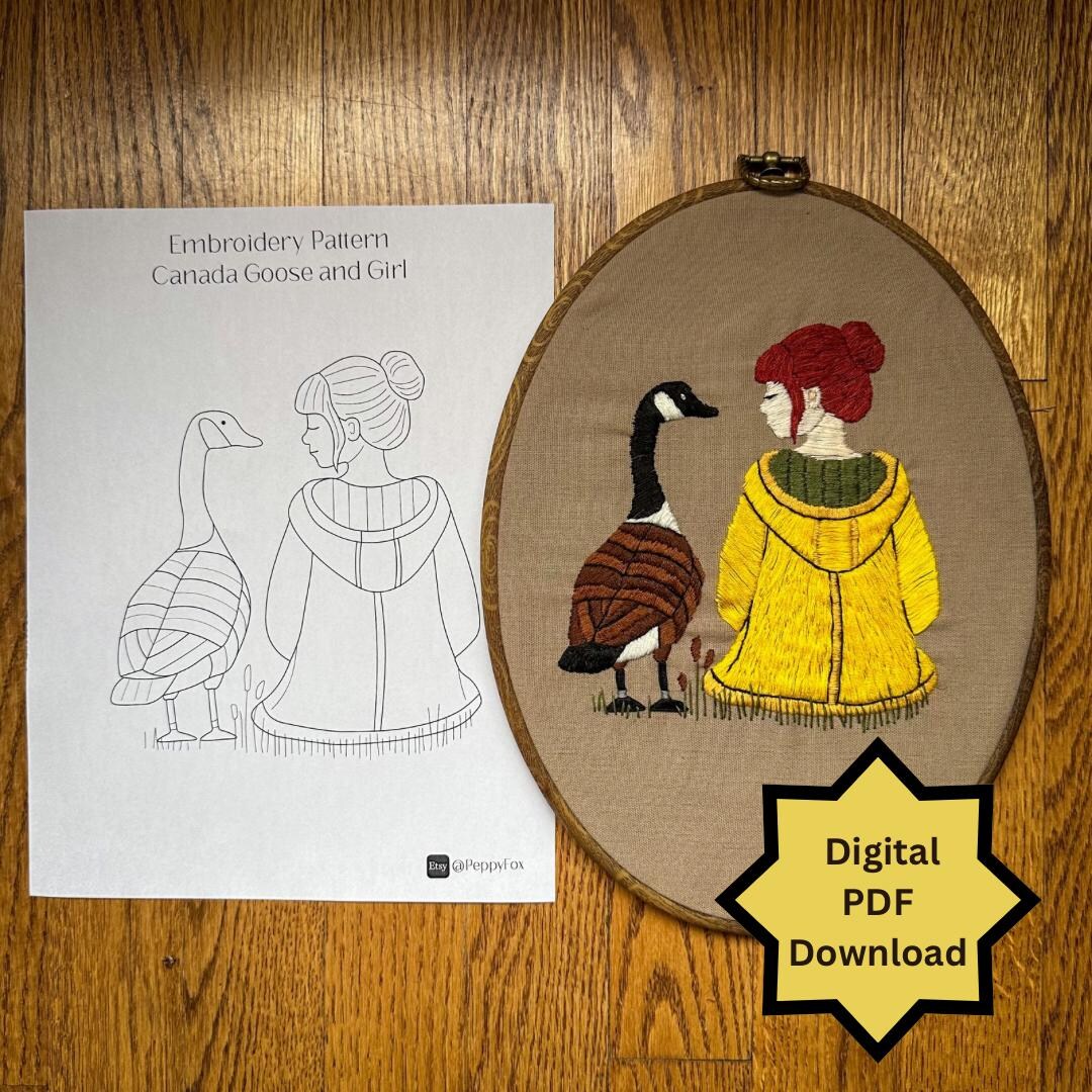 Embroidery Pattern Template - DIGITAL FILE (PDF) - Canada Goose and ...