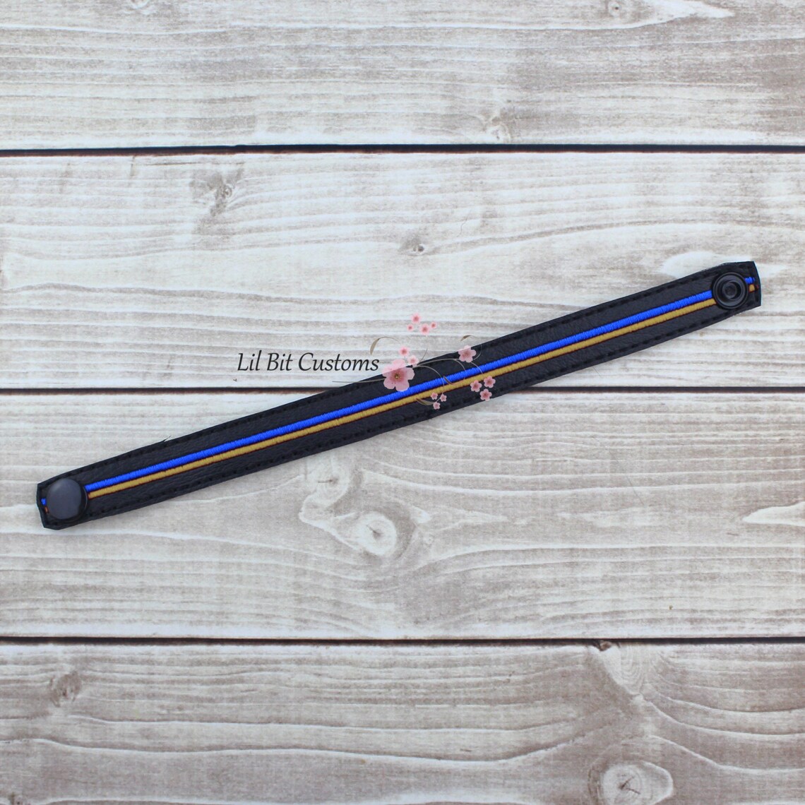 Embroidery Design Thin Blue Line Bracelet 2 Tone | Etsy