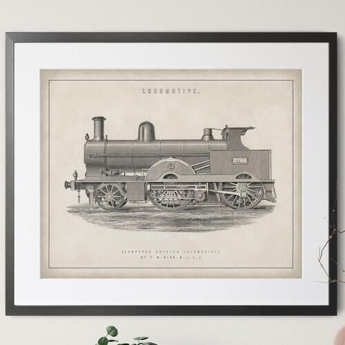 1891 Antique Locomotive Print Vintage Train Art Compound | Etsy