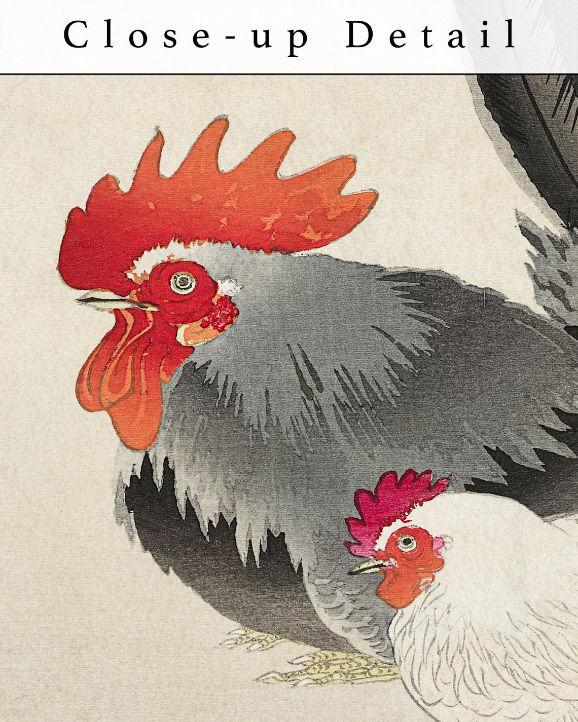 Vintage Japanese Chicken Print Antique Japanese Art Rooster - Etsy