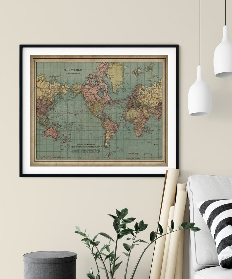 1912 World Map Print Vintage Map Art Antique Map Old Map - Etsy