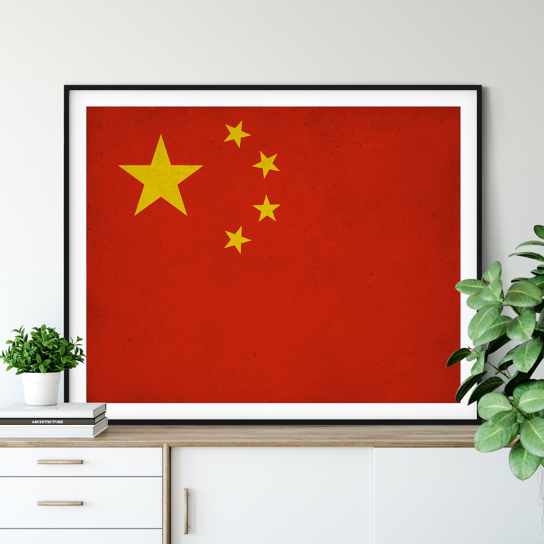 China Flag Art, China Flag Print, Flag Poster, Country Flags, Flag ...