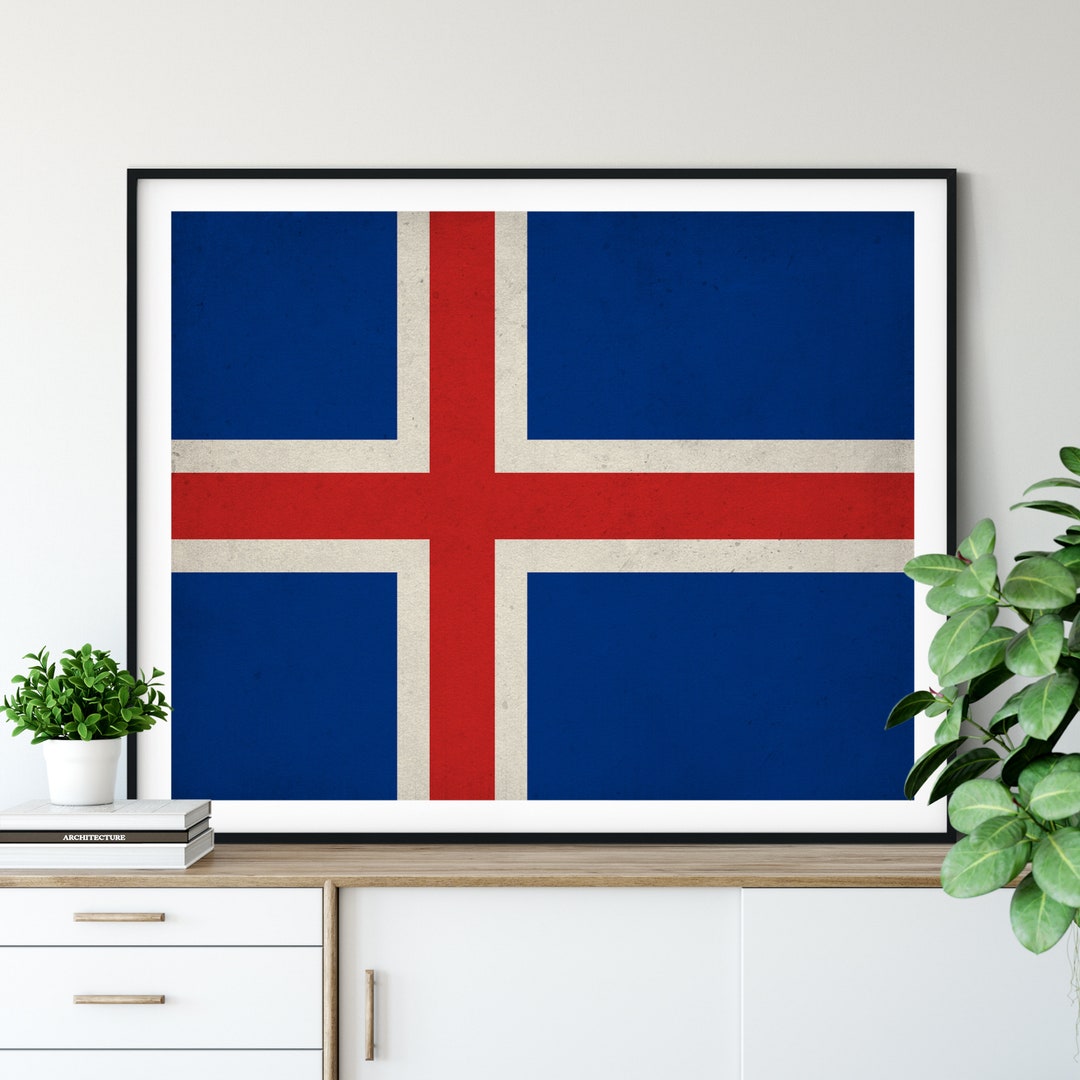 Iceland Flag Art Print: Vintage Icelandic Wall Decor - Etsy