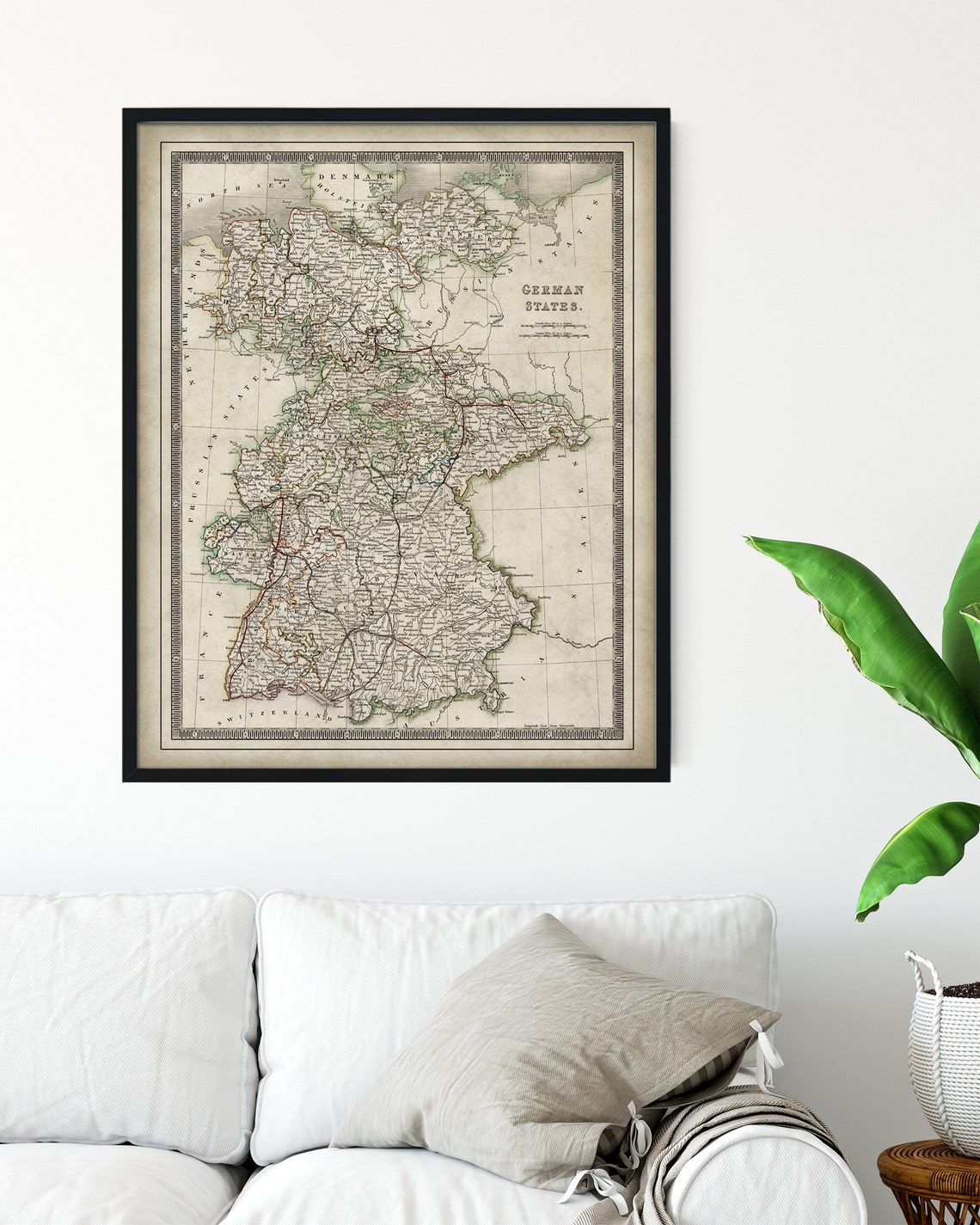 1844 German States Map Print Vintage Map Art Antique Map | Etsy