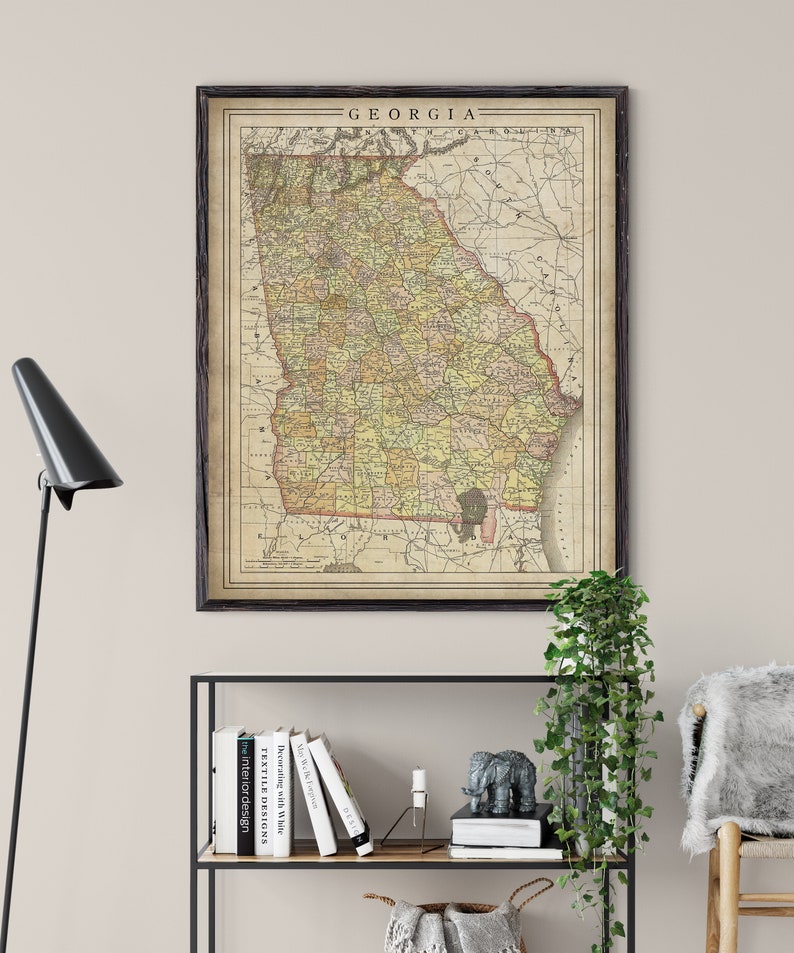 1897 Georgia Map Print Vintage Map Art Antique Map Old Map - Etsy