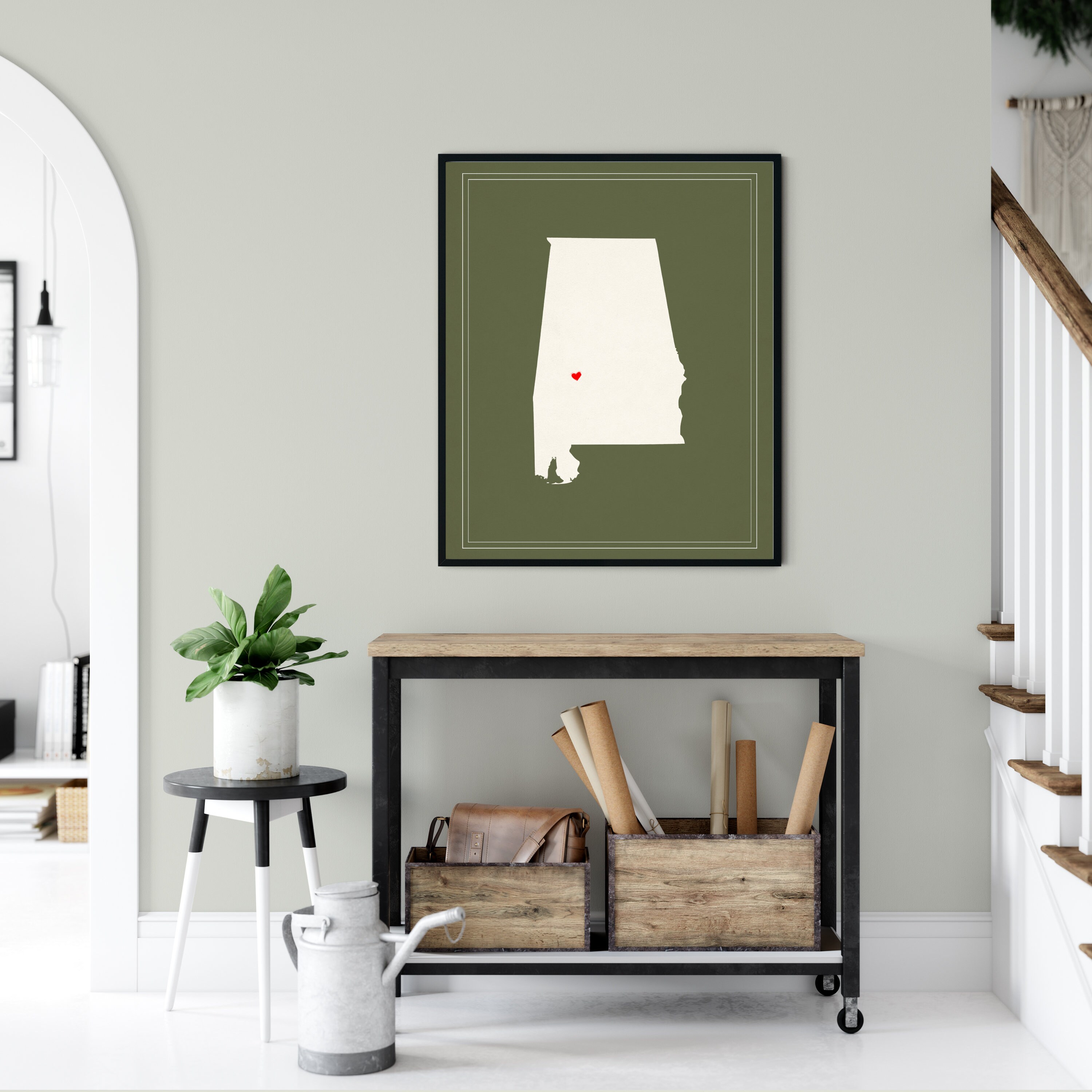 Custom Alabama State Art Customized State Map Art | Etsy