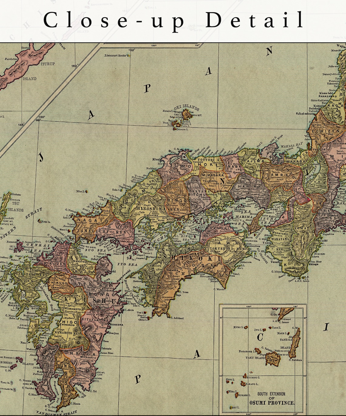 1897 Japan Map Print Vintage Map Art Antique Map Office | Etsy