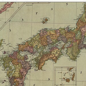 1897 Japan Map Print, Vintage Map Art, Antique Map, Office Wall Art ...