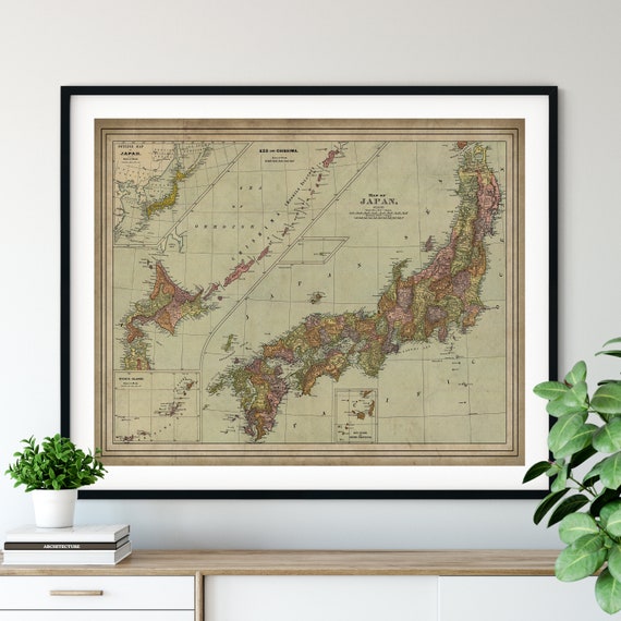 1897 Japan Map Print Vintage Map Art Antique Map Office | Etsy