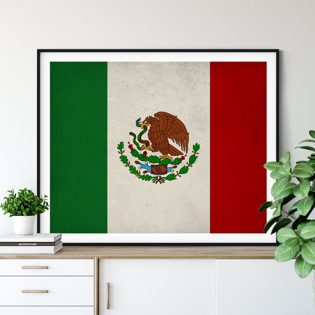 Mexico Flag Art, Mexico Flag Print, Mexican Flag Poster, Country Flags ...