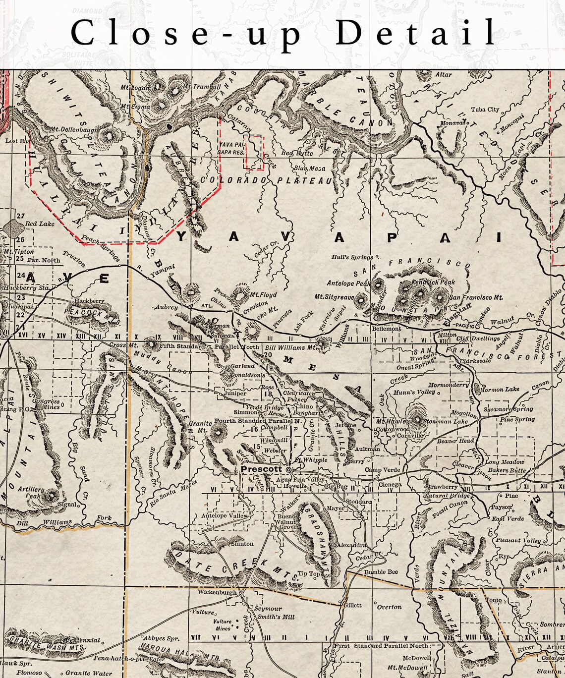 1887 Arizona Railroad Map Print Vintage Railway County Map | Etsy