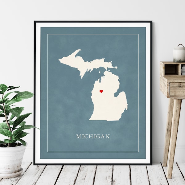 Michigan Map Art - Etsy