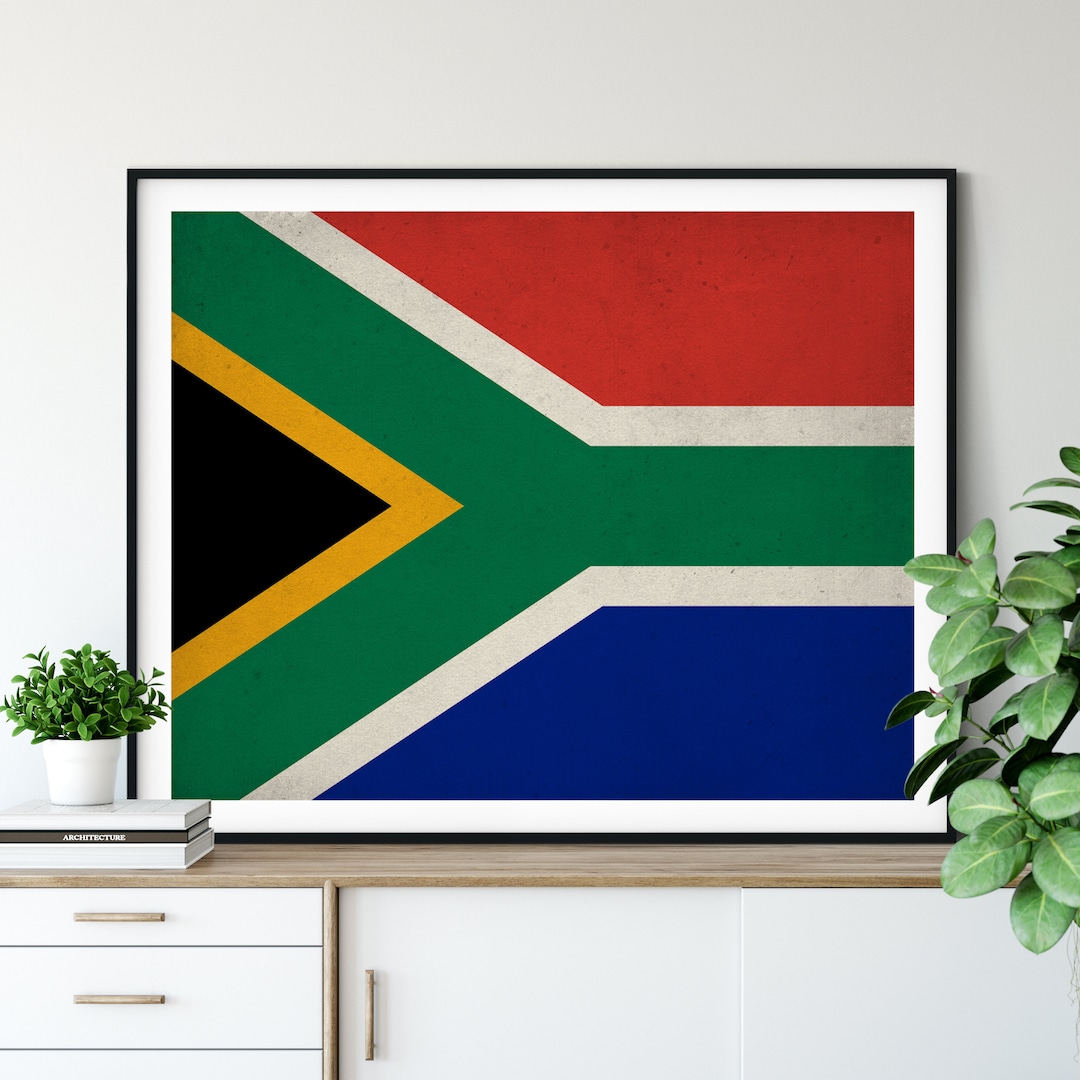 South Africa Flag Print, South African Flag Art, Flag Poster, Flag Wall ...