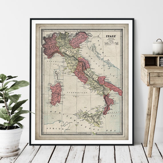 Art & Collectibles Digital Prints Old Map of Calabria Vintage Pictorial ...