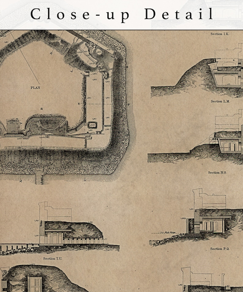 1860 Fort Sumter Elevation Print Vintage Map Art Antique - Etsy