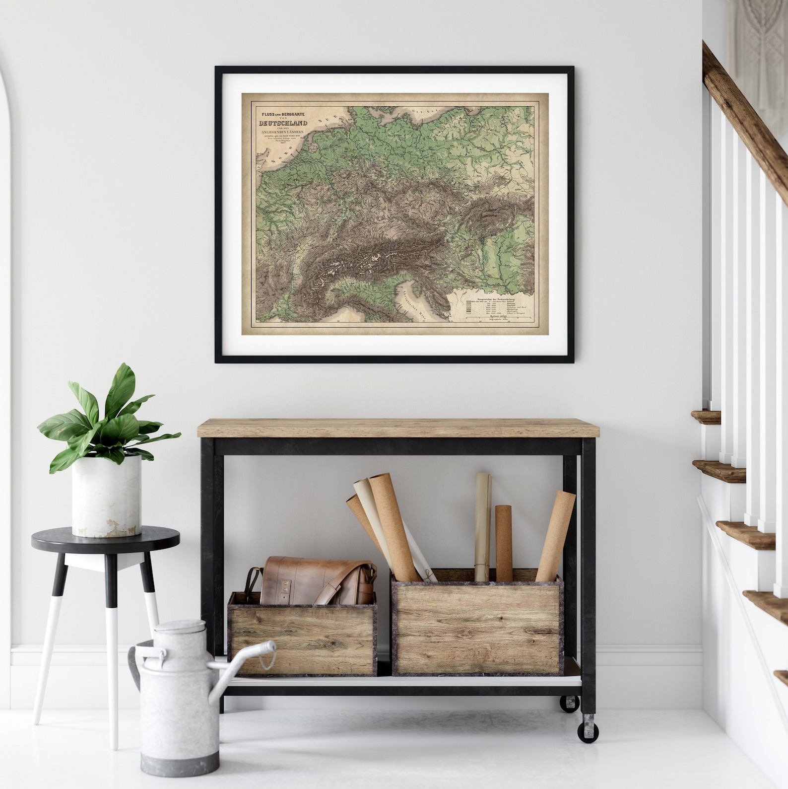 1857 Germany Mountain Map Print: Vintage Topography Wall Art - Etsy