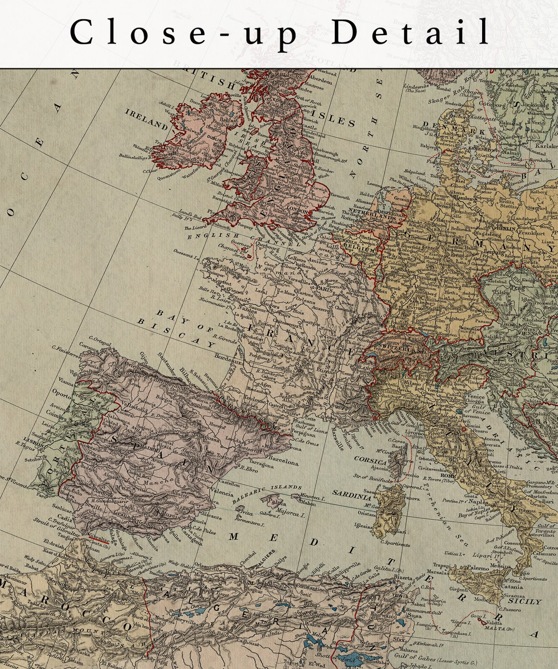 1904 Europe Map Print Vintage Map Art Antique Map Wall Art | Etsy