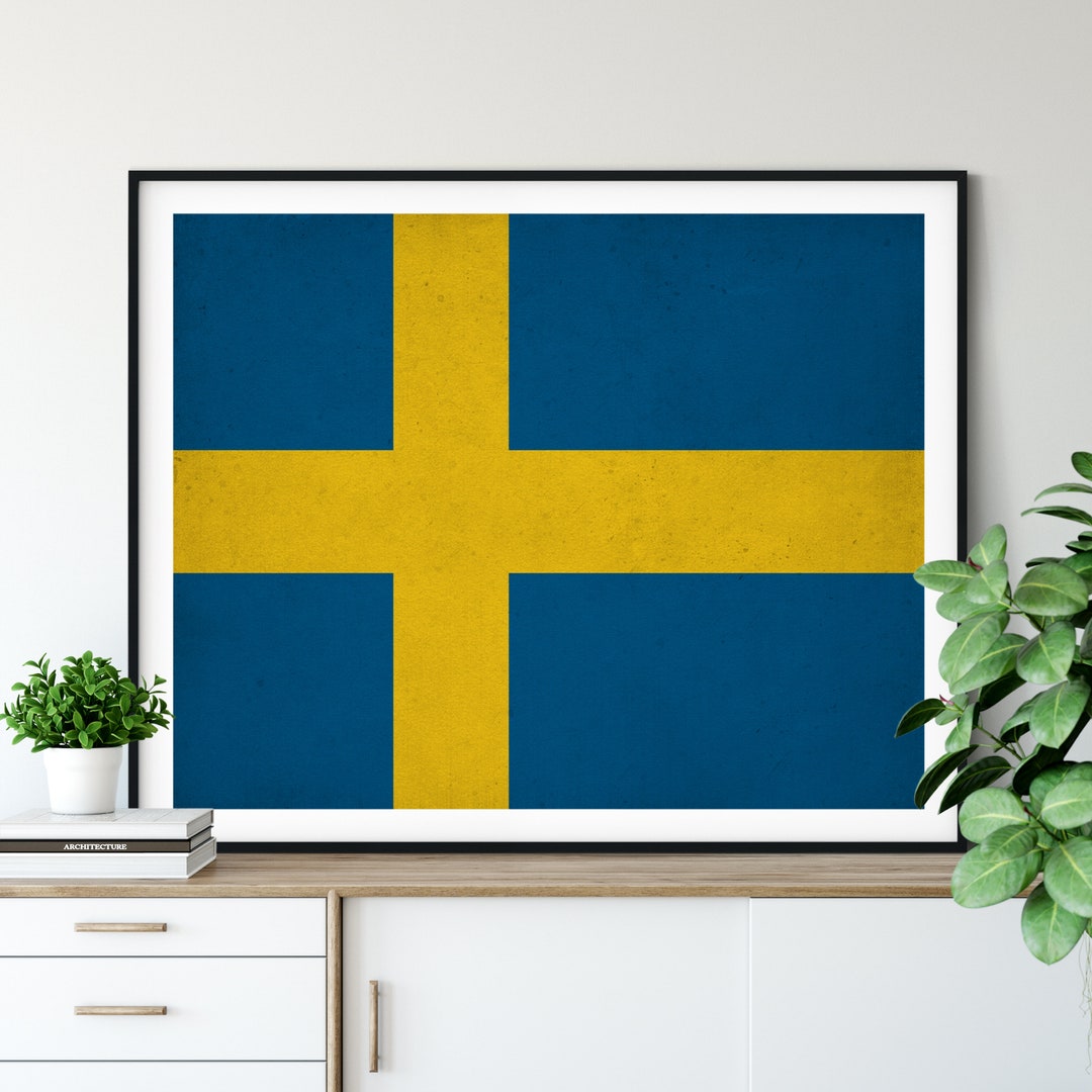 Sweden Flag Art, Sweden Flag Print, Swedish Flag Poster, Country Flags ...