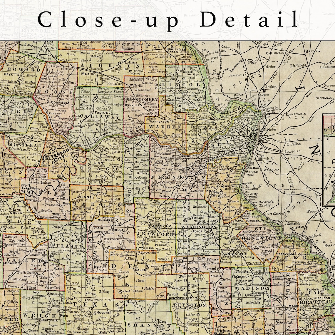 1897 Missouri Map Print Vintage Map Art Antique Map Old | Etsy