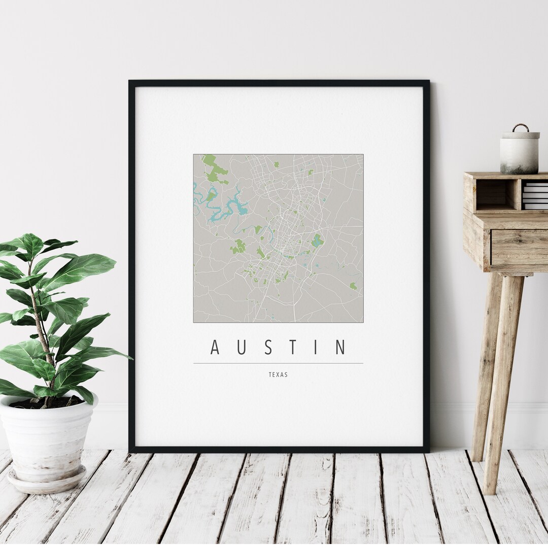 Austin TX Map Print Modern Austin Art, Minimalist Austin Print, Austin ...