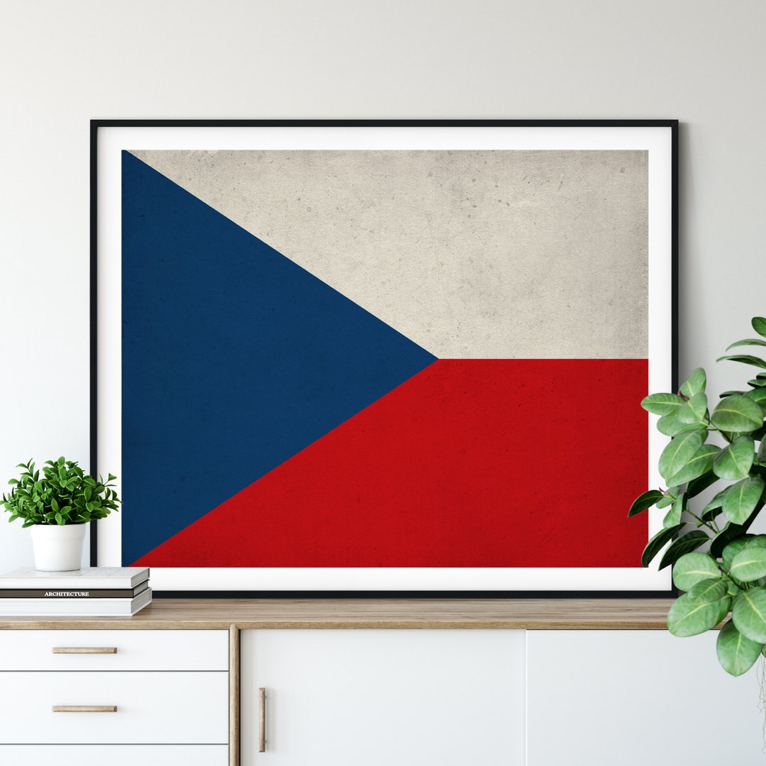 Czech Republic Flag Art Print: Vintage National Flag Wall Decor - Etsy