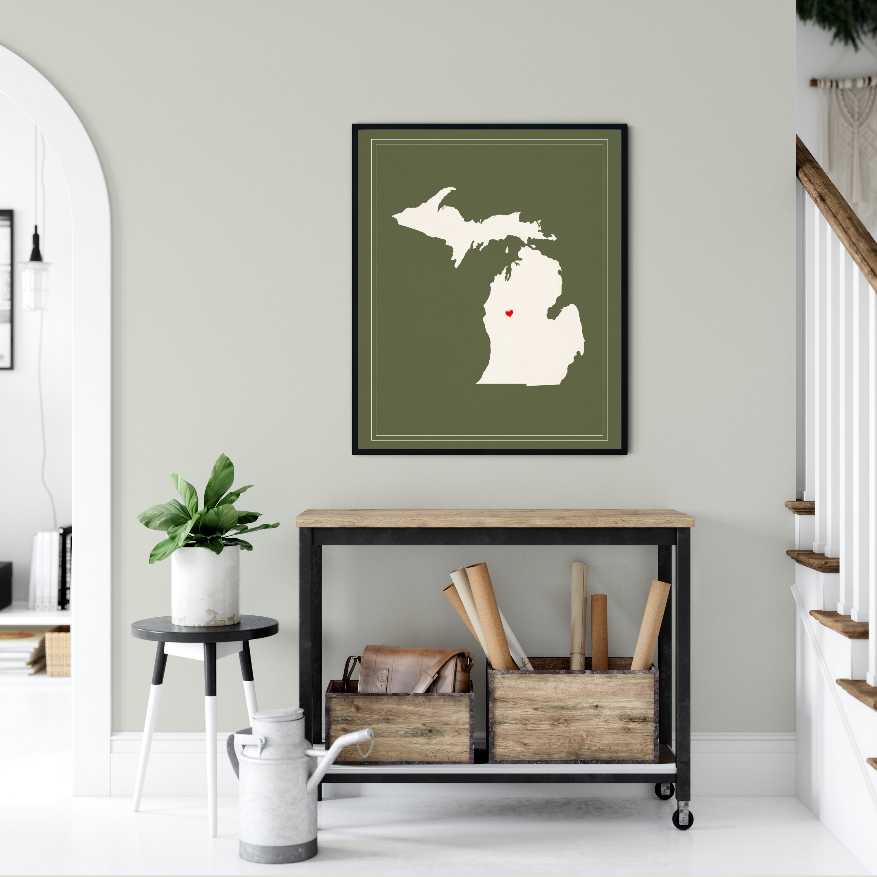 Custom Michigan State Art Customized State Map Art | Etsy