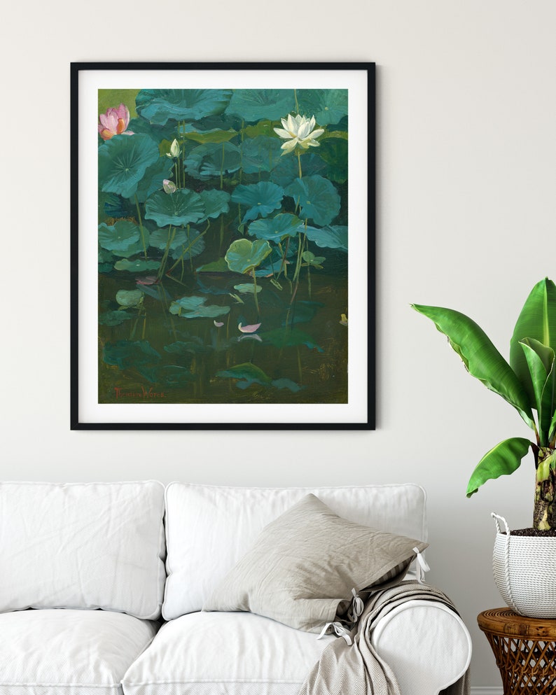 Theodore Wores 'buddha's Lotus Flower' Botanical Print: Vintage Green ...