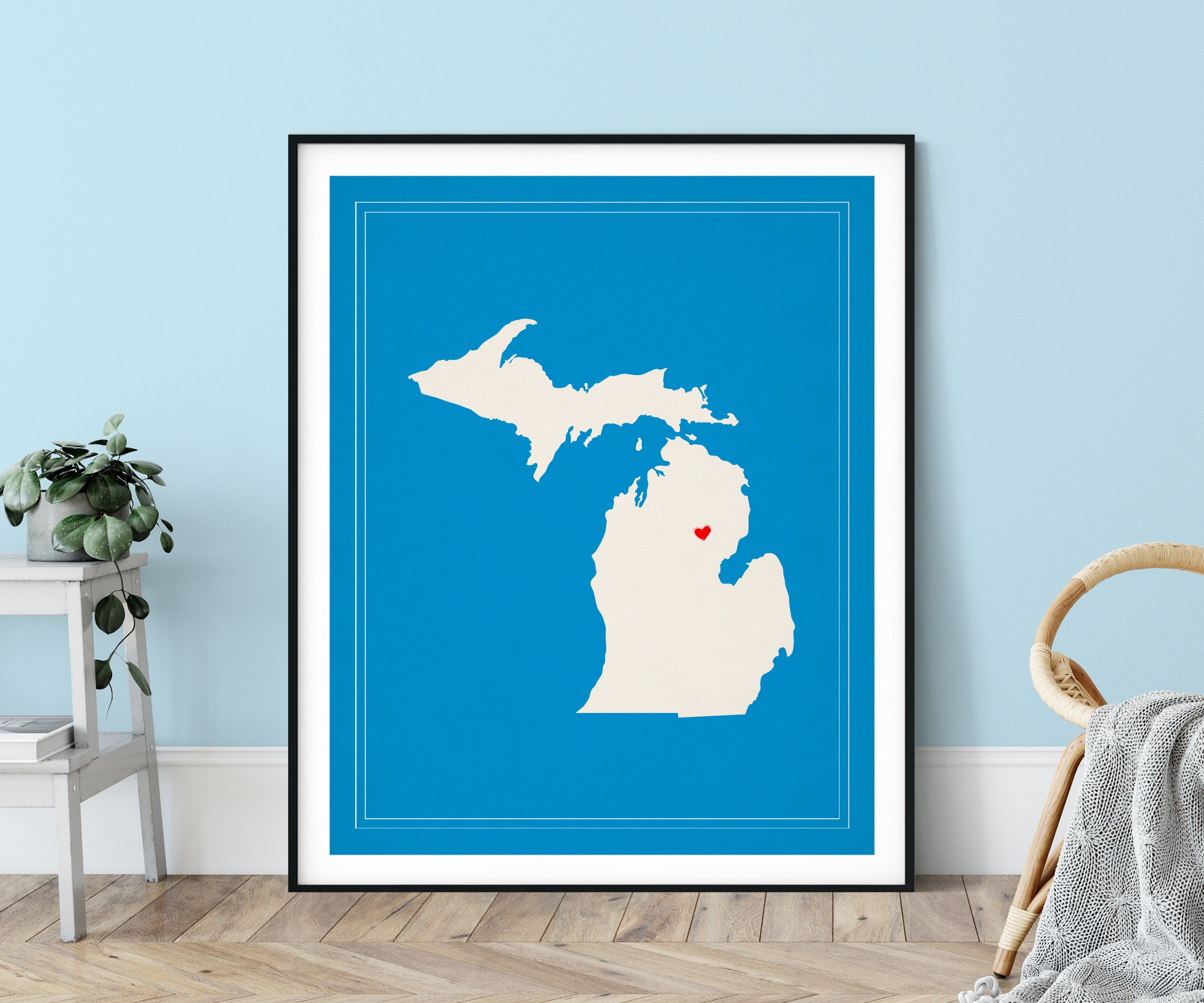 Custom Michigan State Art Customized State Map Art | Etsy